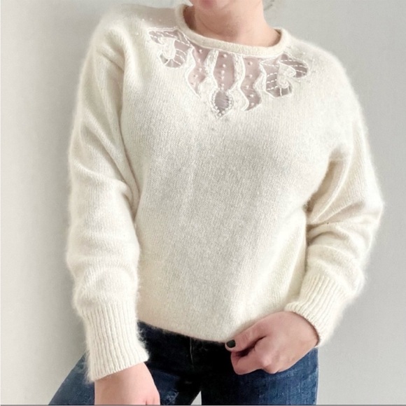 Sweaters | Vintage Ib Diffusion Beaded Silk Angora Wool Sweater | Poshmark